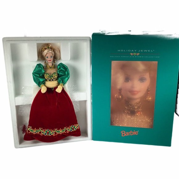 Mattel | Toys | Mattel Holiday Jewel Barbie Doll Porcelain Collection ...